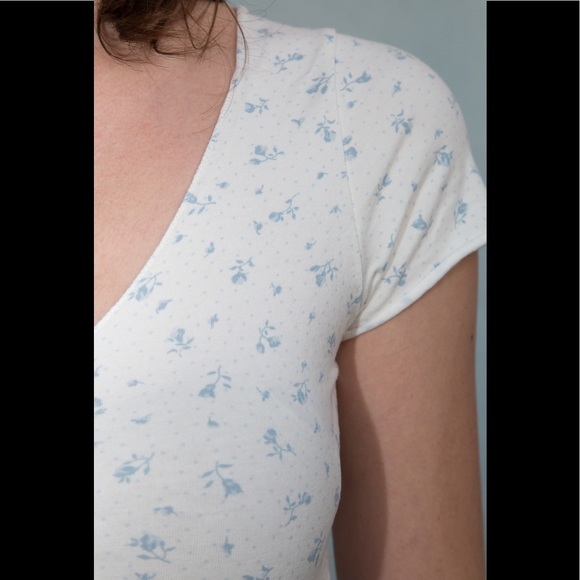 Brandy Melville | Tops | Brandy Melville Blue Floral Gina Top | Poshmark